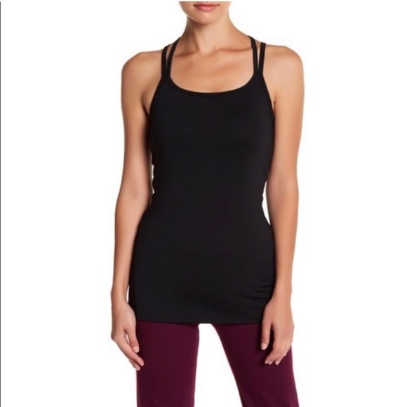 GAIAM | Tops | Gaiam Strappy Black Tank Top Wbuiltin Bra Size S | Poshmark